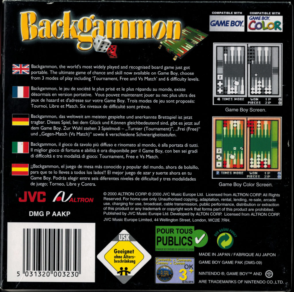 Game Boy Backgammon – Electro-Gammon.net