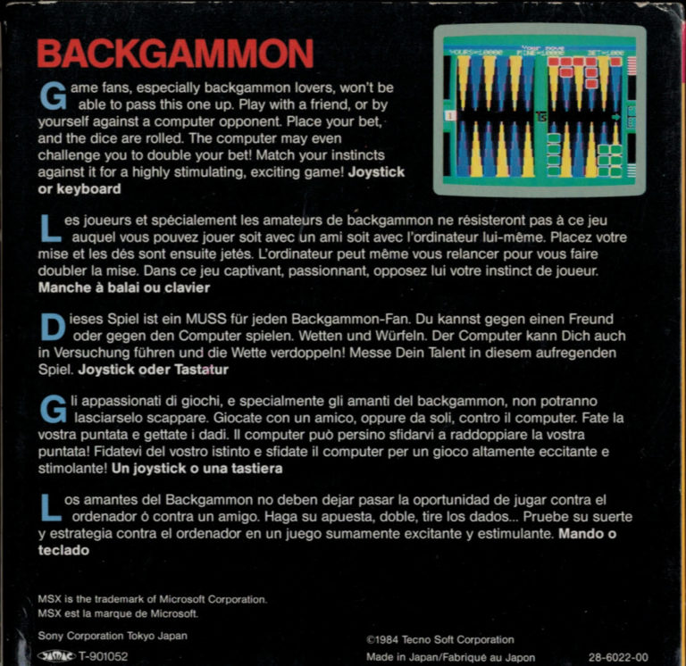MSX Backgammon – Electro-Gammon.net